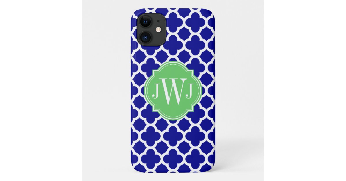 Quatrefoil Royal Blue and White Pattern Case-Mate iPhone Case | Zazzle.com