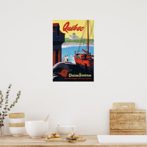 QUEBEC Canada Chateau Frontenac Ship Harbor Travel Poster | Zazzle