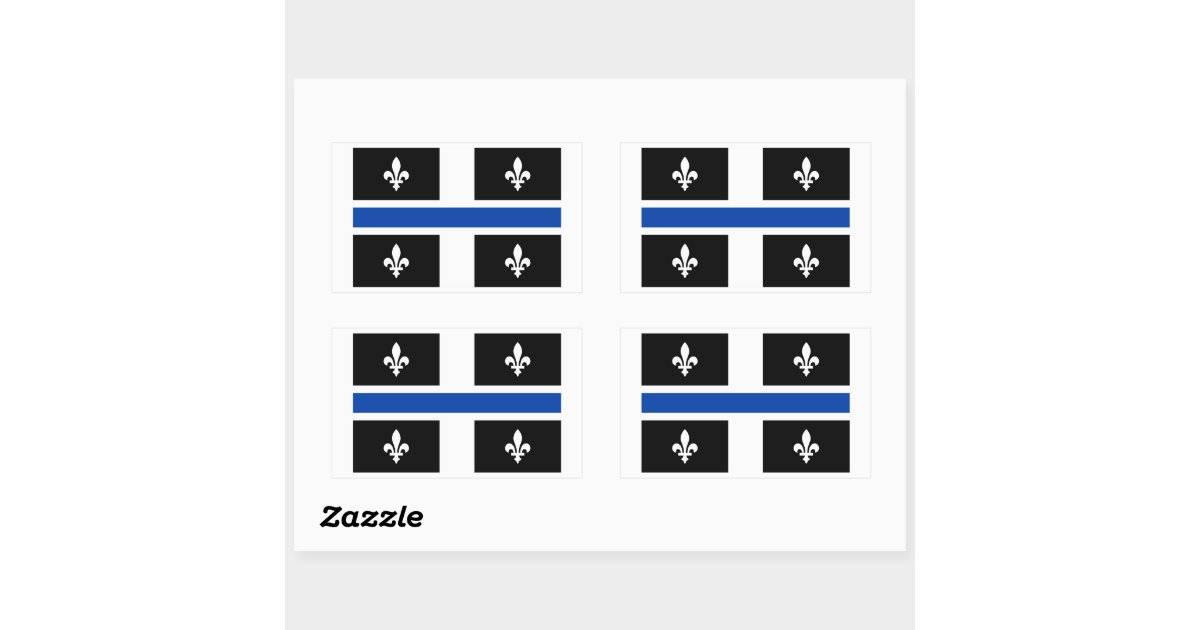 Quebec Flag Blue Line Fleur de Lys Graphic Art on Rectangular Sticker | Zazzle