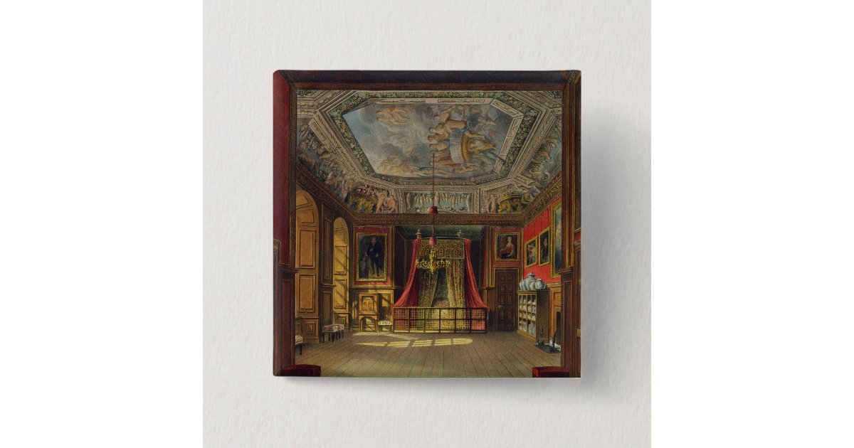 Queen Anne's Bed, Windsor Castle, from 'Royal Resi Button | Zazzle