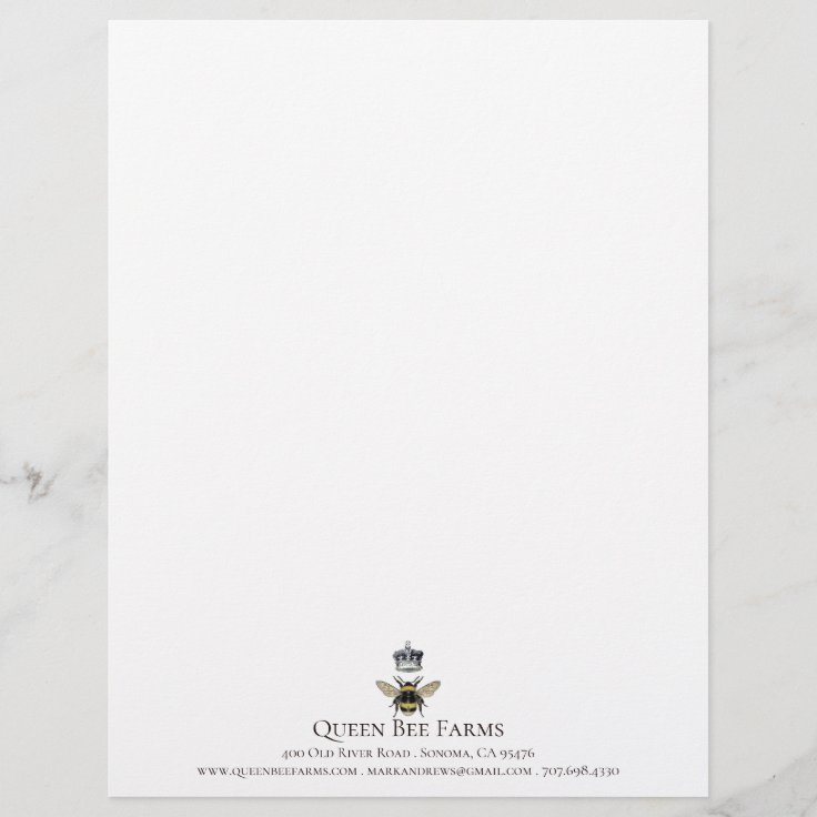Queen Bee And Crown Farm Or Apiary Business Letterhead | Zazzle