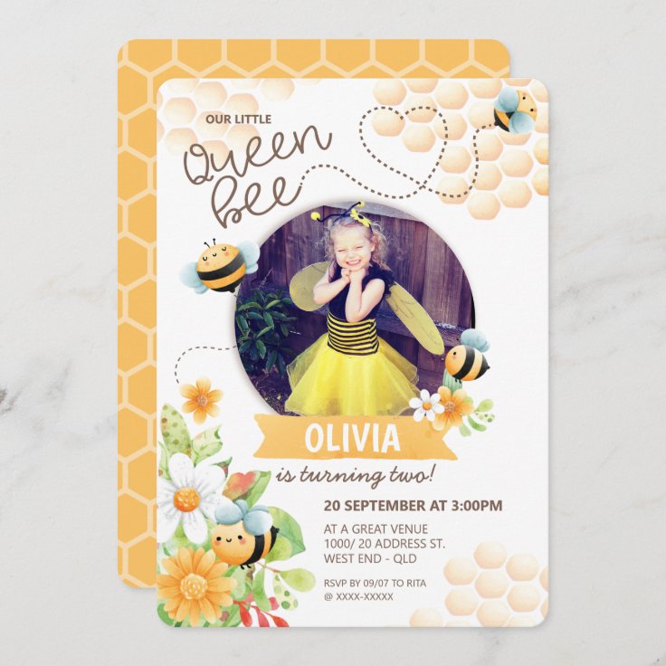 Queen Bee Birthday Invitation | Zazzle