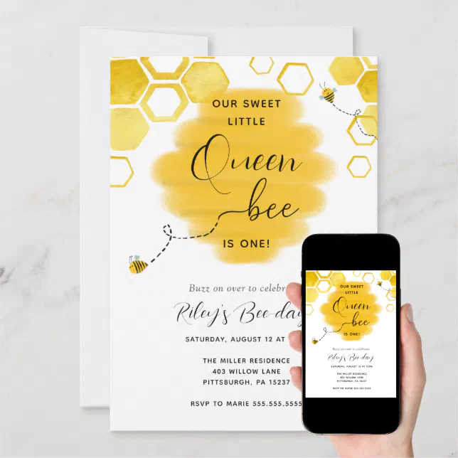 Queen Bee Birthday Invitation | Zazzle