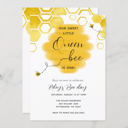 Queen Bee Birthday Invitation | Zazzle