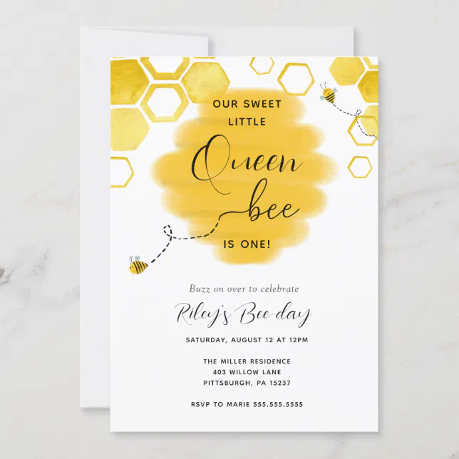 Queen Bee Birthday Invitation | Zazzle