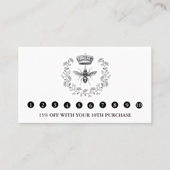 Queen Bee & Crown Apiary Honey Products Farm White Loyalty Card | Zazzle