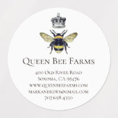 Queen Bee & Crown White Labels | Zazzle