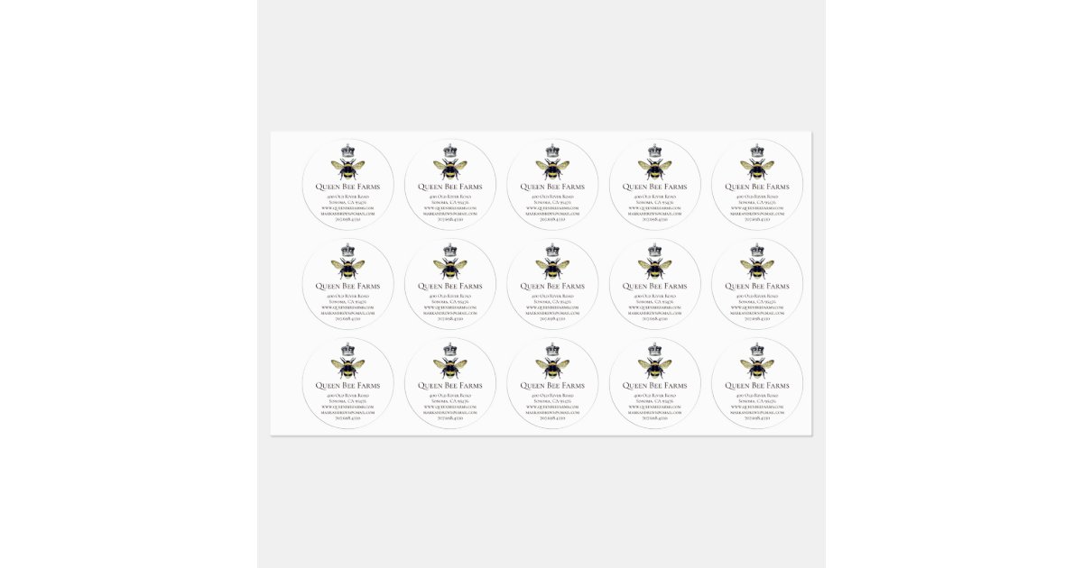 Queen Bee & Crown White Labels | Zazzle