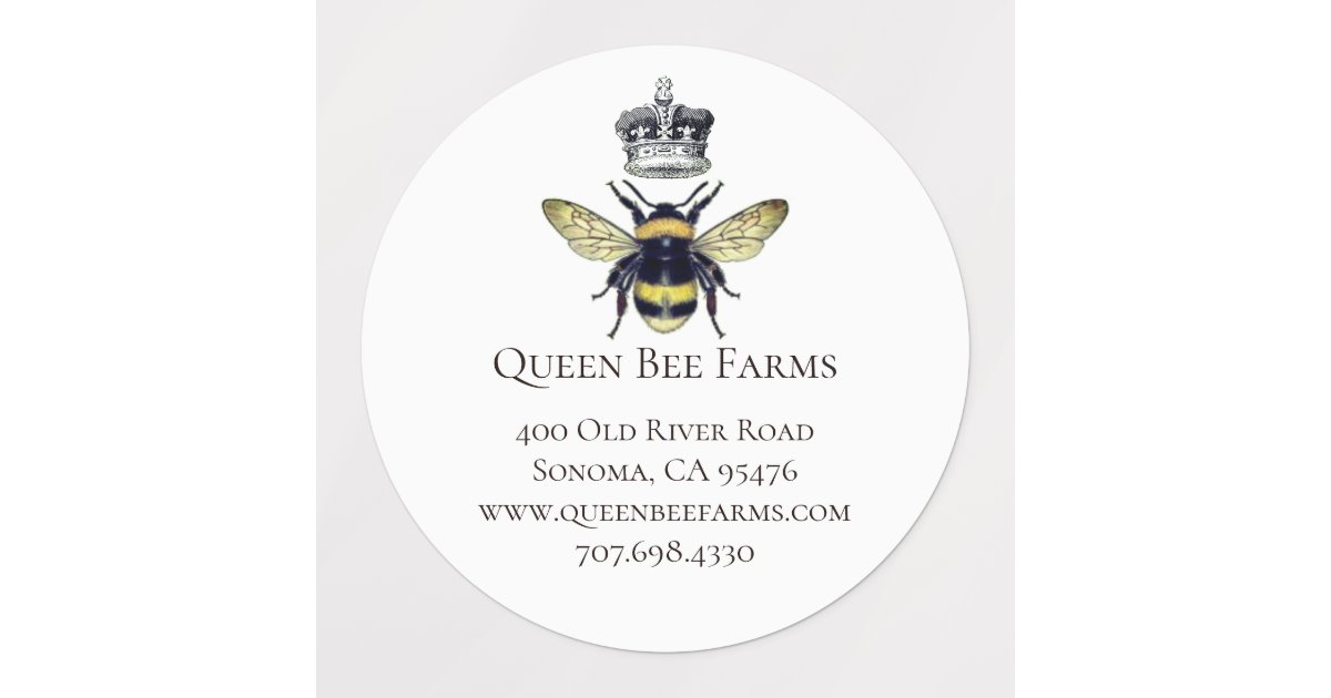 Queen Bee & Crown White Labels | Zazzle