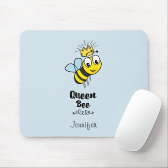 Queen Bee Cute Bumble Bee with Crown Personalized Mouse Pad | Zazzle