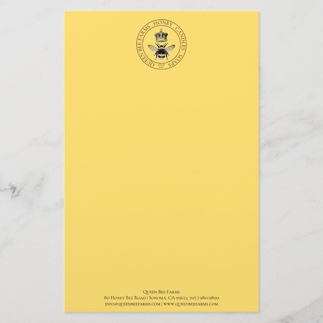 Queen Bee Farm Apiary Honey Business Letterhead | Zazzle