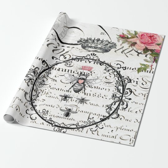 Queen Bee Furniture Decoupage Poster Wrapping Paper | Zazzle.com