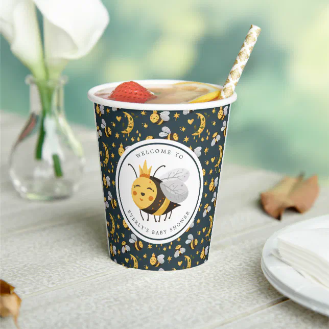 Queen Bee Honey Bee Cute Baby Shower Paper Cups | Zazzle