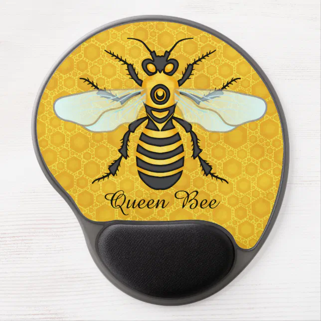 Queen Bee Honeycomb Honeybee Hive Custom Text Gel Mouse Pad | Zazzle