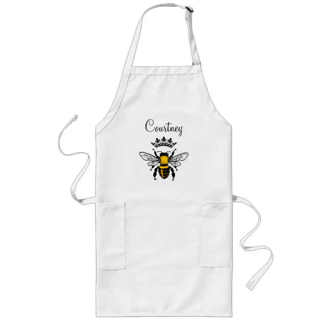 Queen Bee Monogrammed Long Apron | Zazzle