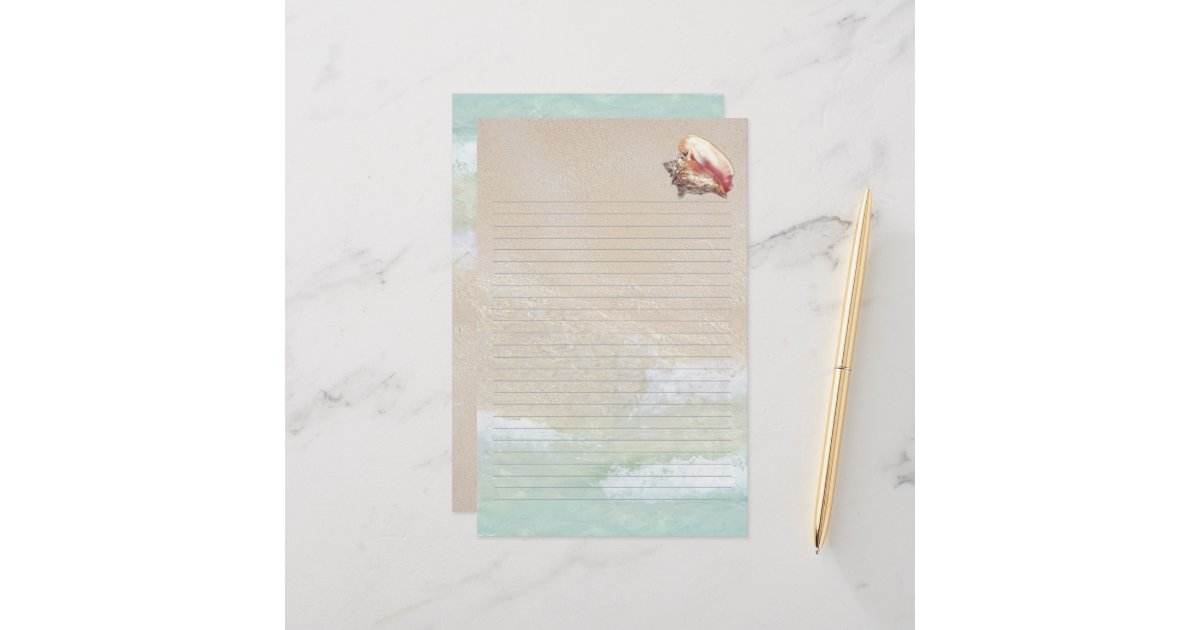 Queen Conch Shell Beach Sand Lined Writing Paper | Zazzle