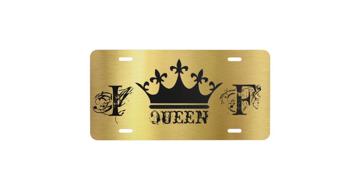 Queen Crown Monogram License Plate | Zazzle