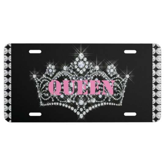 Queen Diamonds Crown Aluminum License Plate | Zazzle.com