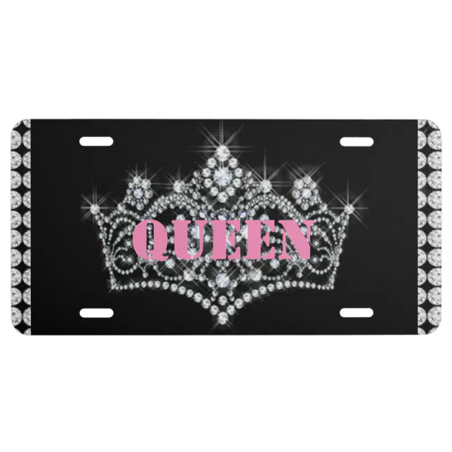 Queen Diamonds Crown Aluminum License Plate | Zazzle