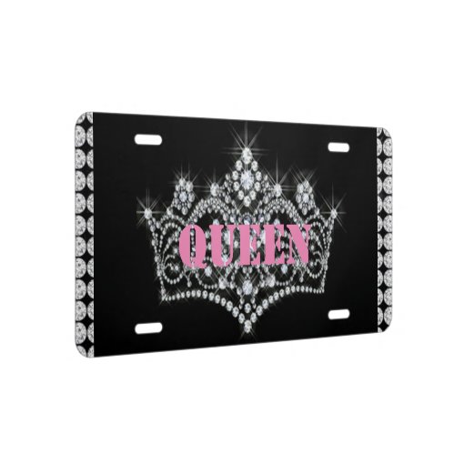Queen Diamonds Crown Aluminum License Plate | Zazzle