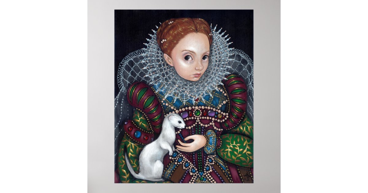 Queen Elizabeth and an Ermine Art Print tudor | Zazzle