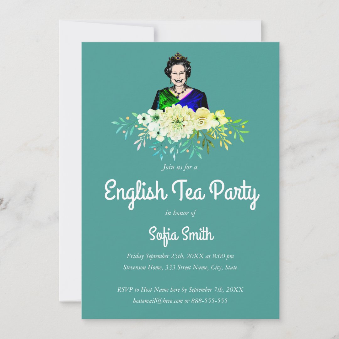 Queen Elizabeth English Tea Party Invitation | Zazzle