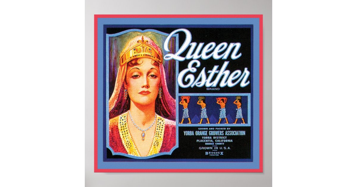 Queen Esther Vintage Crate Label Poster | Zazzle
