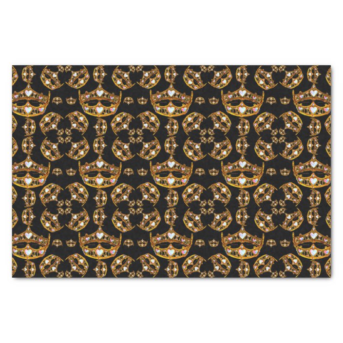 Queen hearts gold crown tiara black tissue paper | Zazzle.com