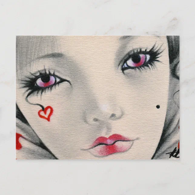 Queen jester heart face Postcard | Zazzle