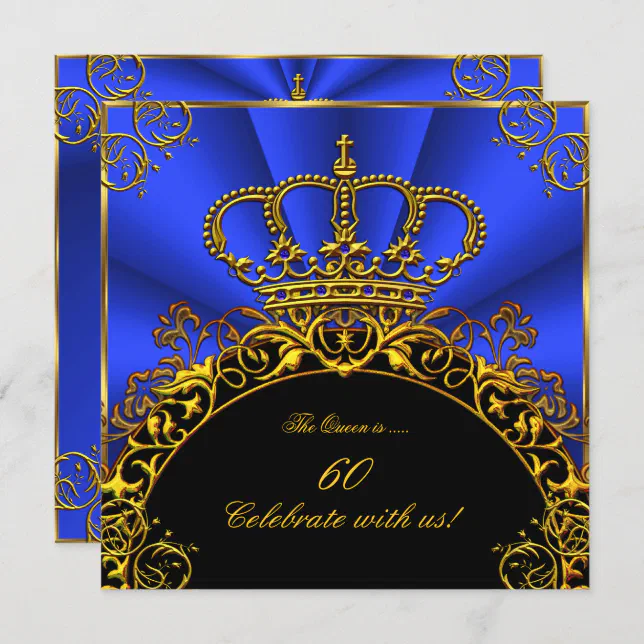 Queen King Regal Gold Royal Blue Birthday Party Invitation Zazzle queen-king-regal-gold-royal-blue-birthday-party-invitation-zazzle