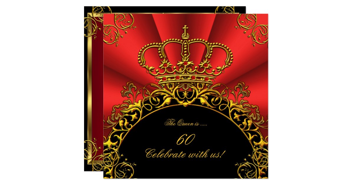 Queen King Regal Red Gold Royal Birthday Party 2 Invitation | Zazzle.com