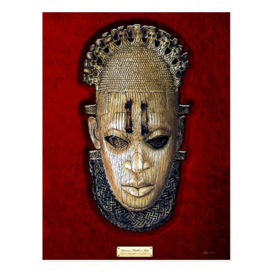 Queen Mother Idia - Ivory Edo Mask on Red Velvet Postcard | Zazzle.com