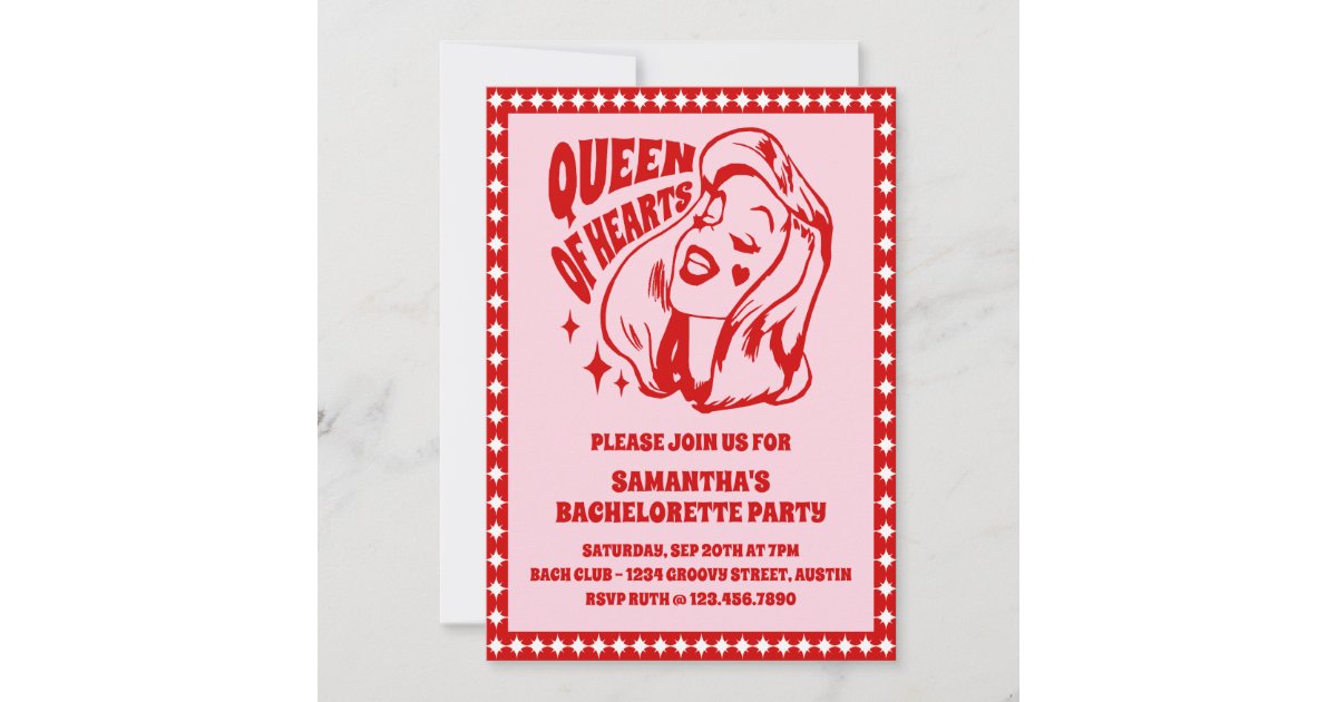 Queen of Hearts Bachelorette Party Invitation | Zazzle