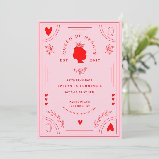 Queen of Hearts Birthday Invitation | Zazzle