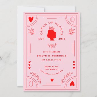 Queen of Hearts Birthday Invitation | Zazzle