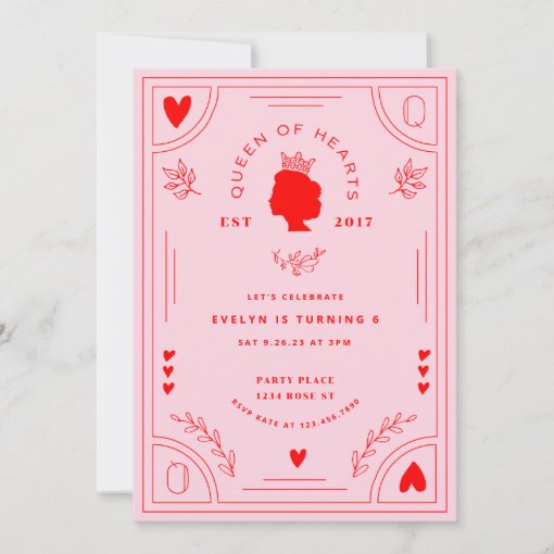 Queen of Hearts Birthday Invitation | Zazzle
