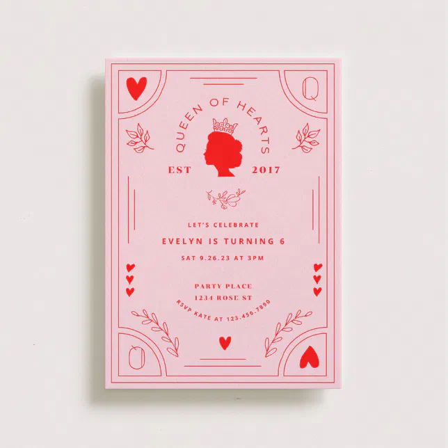 Queen of Hearts Birthday Invitation | Zazzle
