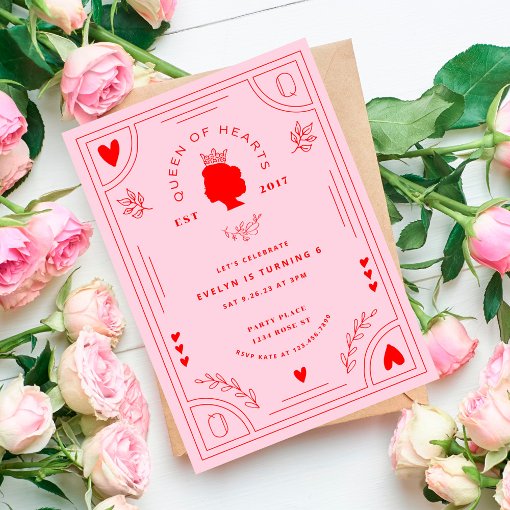 Queen of Hearts Birthday Invitation | Zazzle