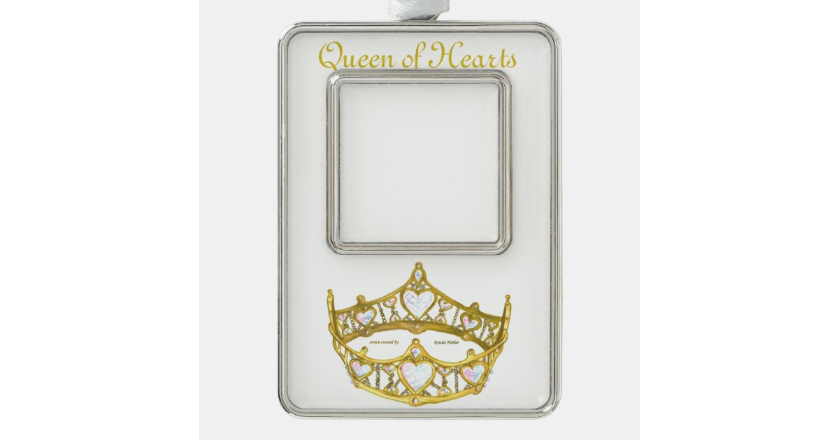 Queen of Hearts gold crown photo frame ornament | Zazzle