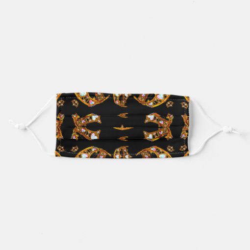Queen of Hearts Gold Crown Tiaras black background Adult Cloth Face ...