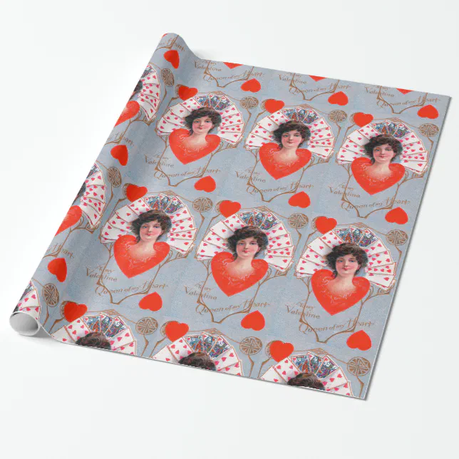 QUEEN OF HEARTS ,Valentine's Day Wrapping Paper | Zazzle