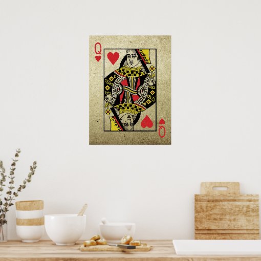 Queen of Hearts Vintage Style Playing Cards Poster | Zazzle