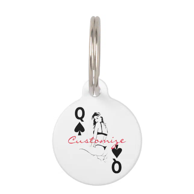 Queen of Spades Bikini Girl Thunder_Cove Pet ID Tag | Zazzle