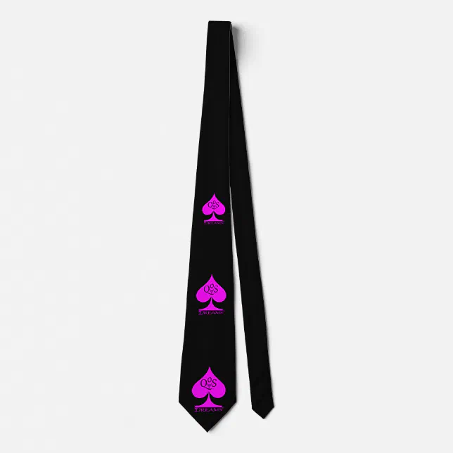 Queen of Spades Neck Tie Magenta Black QoS Dreams | Zazzle