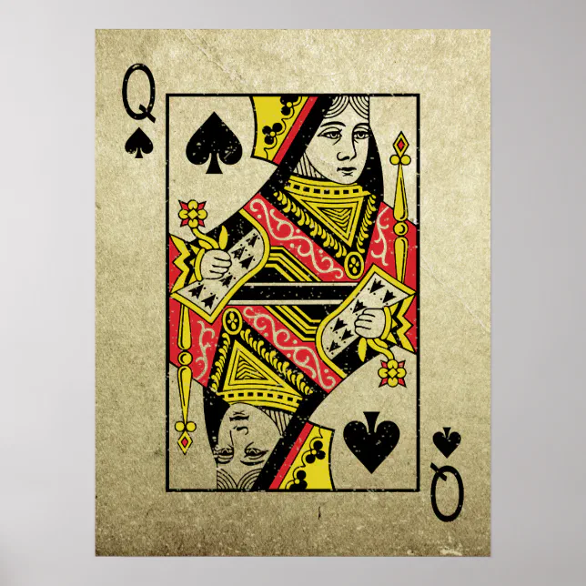 Queen of Spades Vintage Style Playing Cards Poster | Zazzle