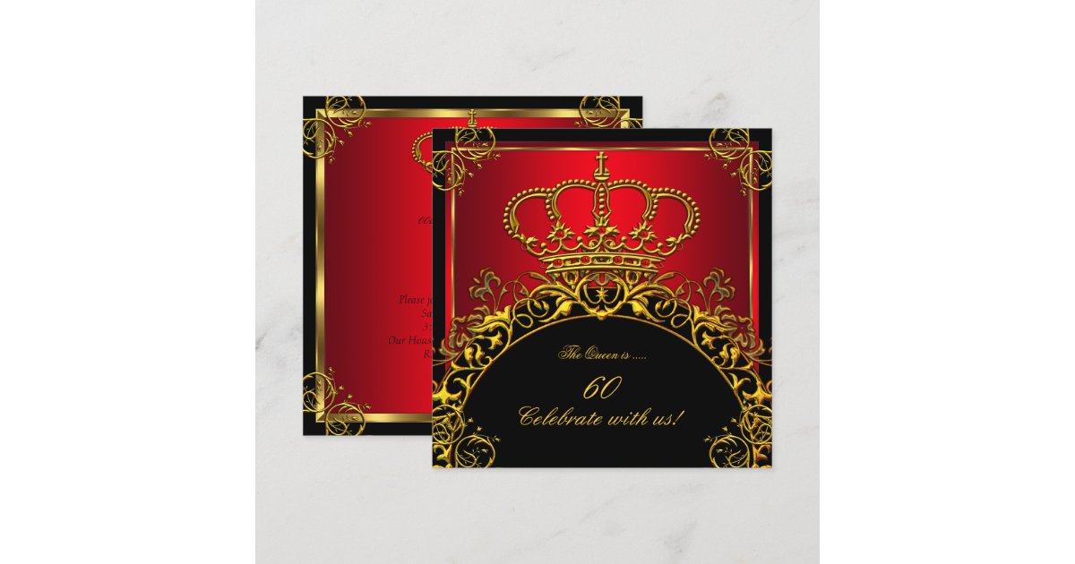 Queen or King Regal Red Gold Royal Birthday Party Invitation | Zazzle