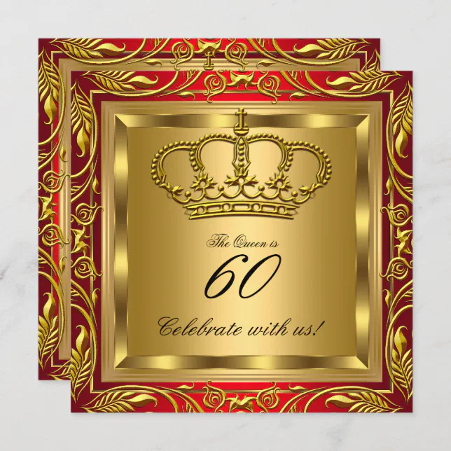 Queen or King Royal Red Gold Elite Birthday Party Invitation | Zazzle