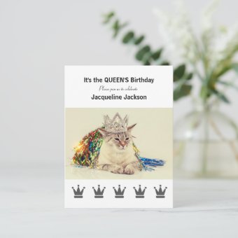 Queen's Birthday - Postcard Birthday Invitation | Zazzle