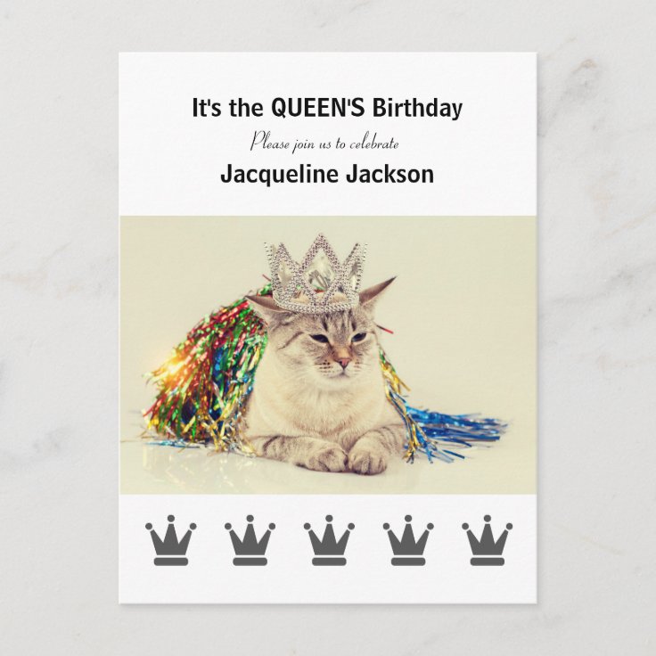 Queen's Birthday - Postcard Birthday Invitation | Zazzle
