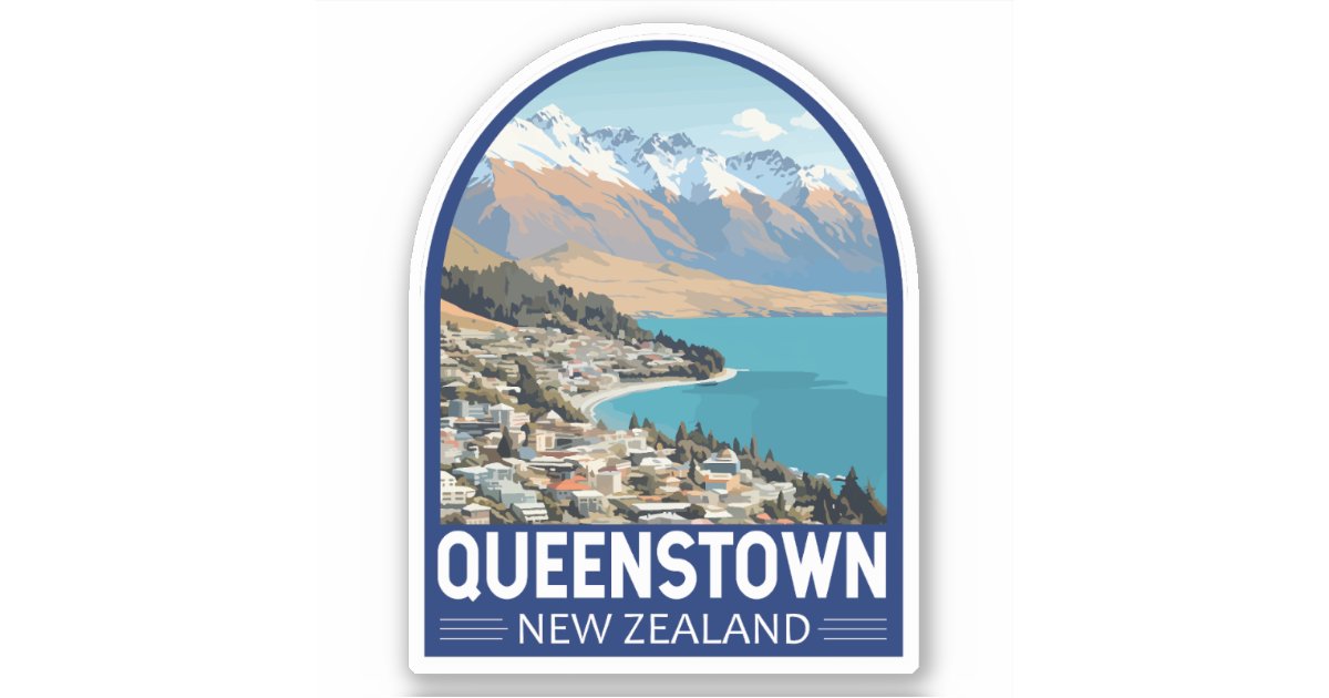 Queenstown New Zealand Travel Art Vintage Sticker | Zazzle